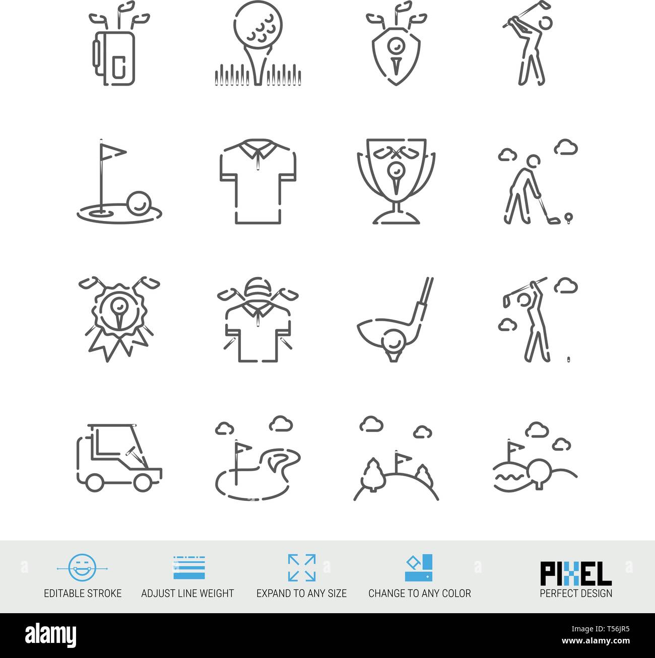 Vector Line Icon Set. Golf Related Linear Icons. Country Club Symbols ...