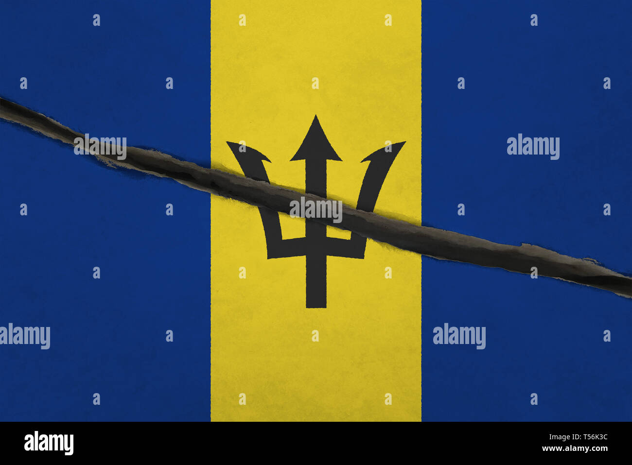 Barbados flag cracked. Patriotic background. National flag of Barbados ...