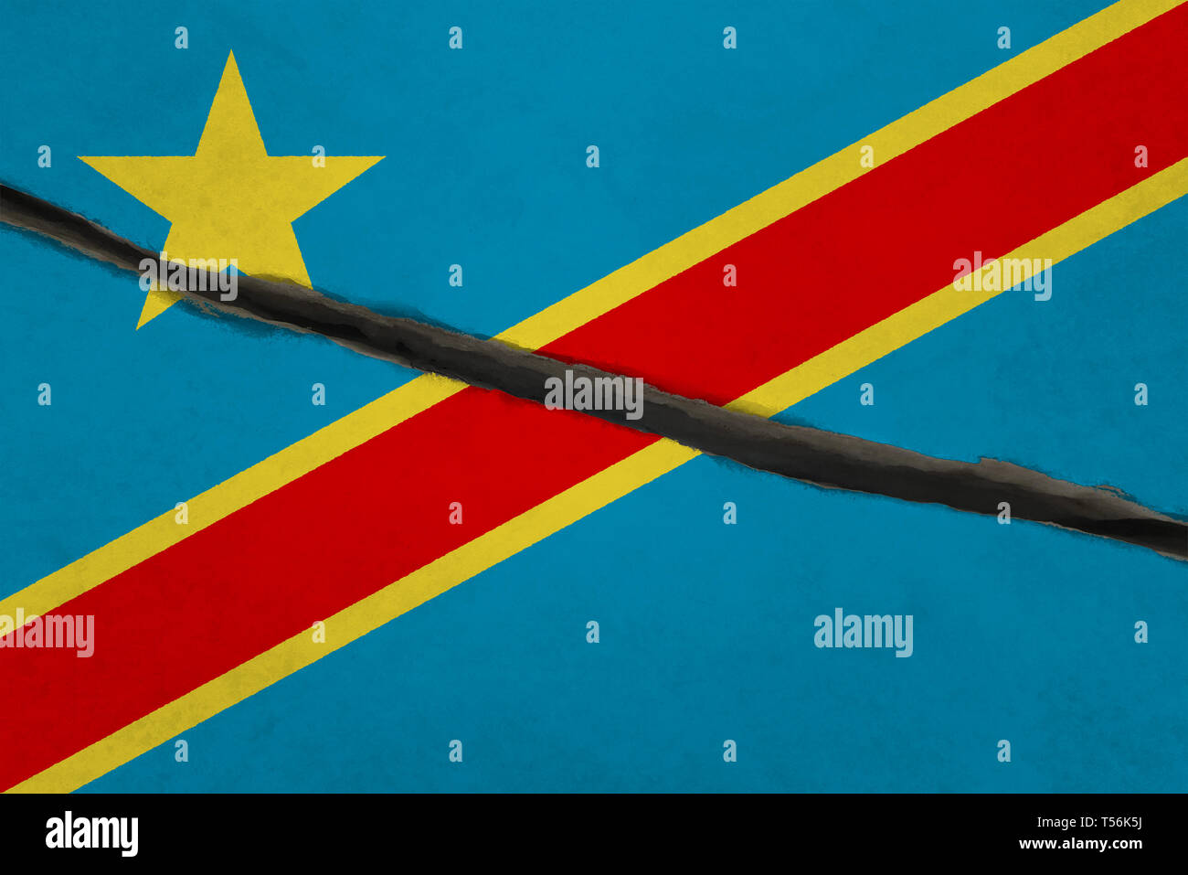 Democratic Republic of the Congo flag cracked. Patriotic background ...
