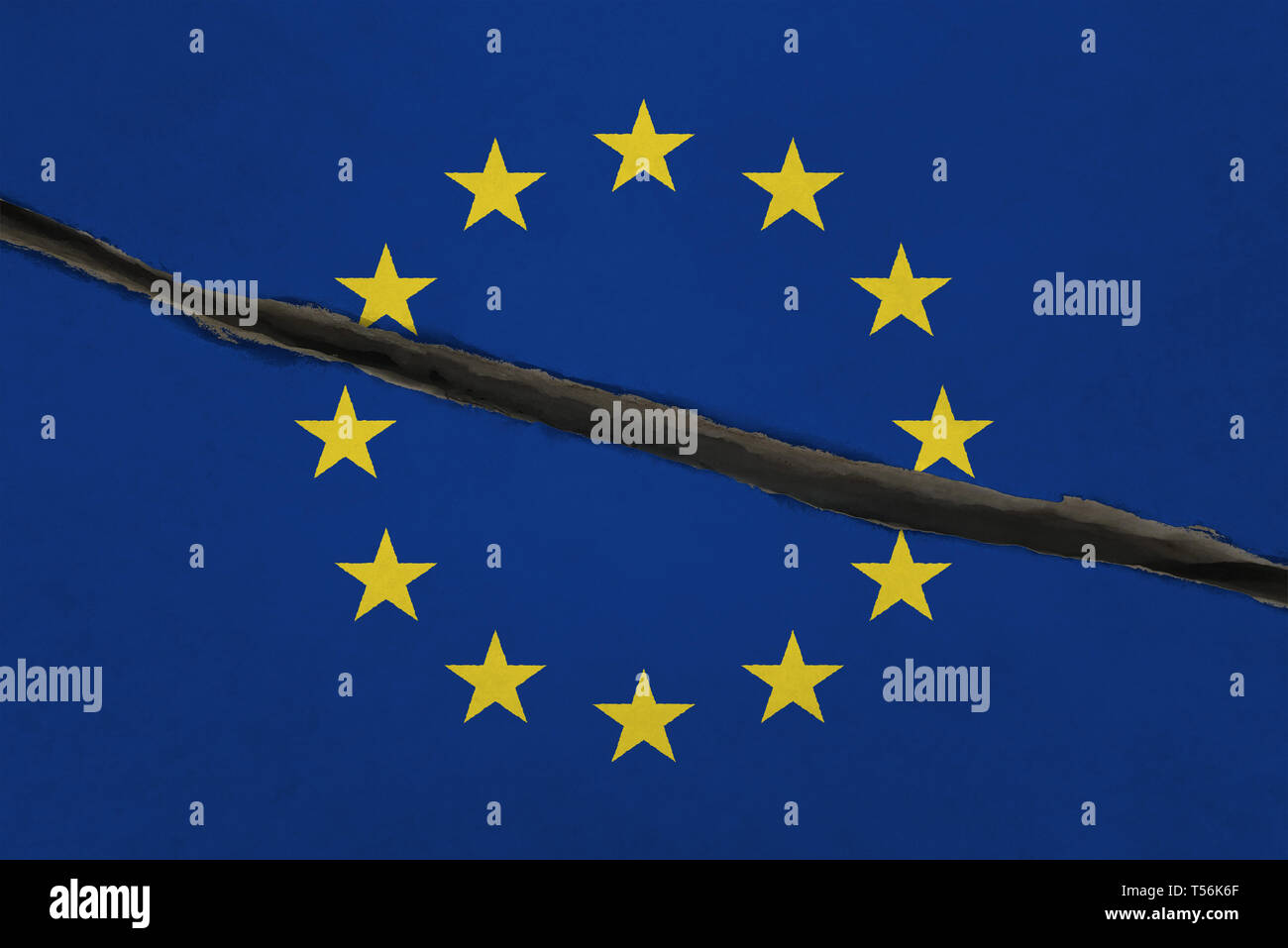 EU flag cracked. Patriotic background. Europe flag Stock Photo - Alamy