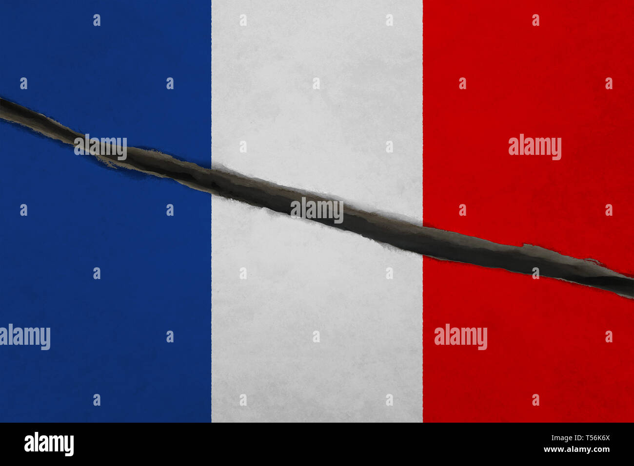 France flag cracked. Patriotic background. National flag of France ...