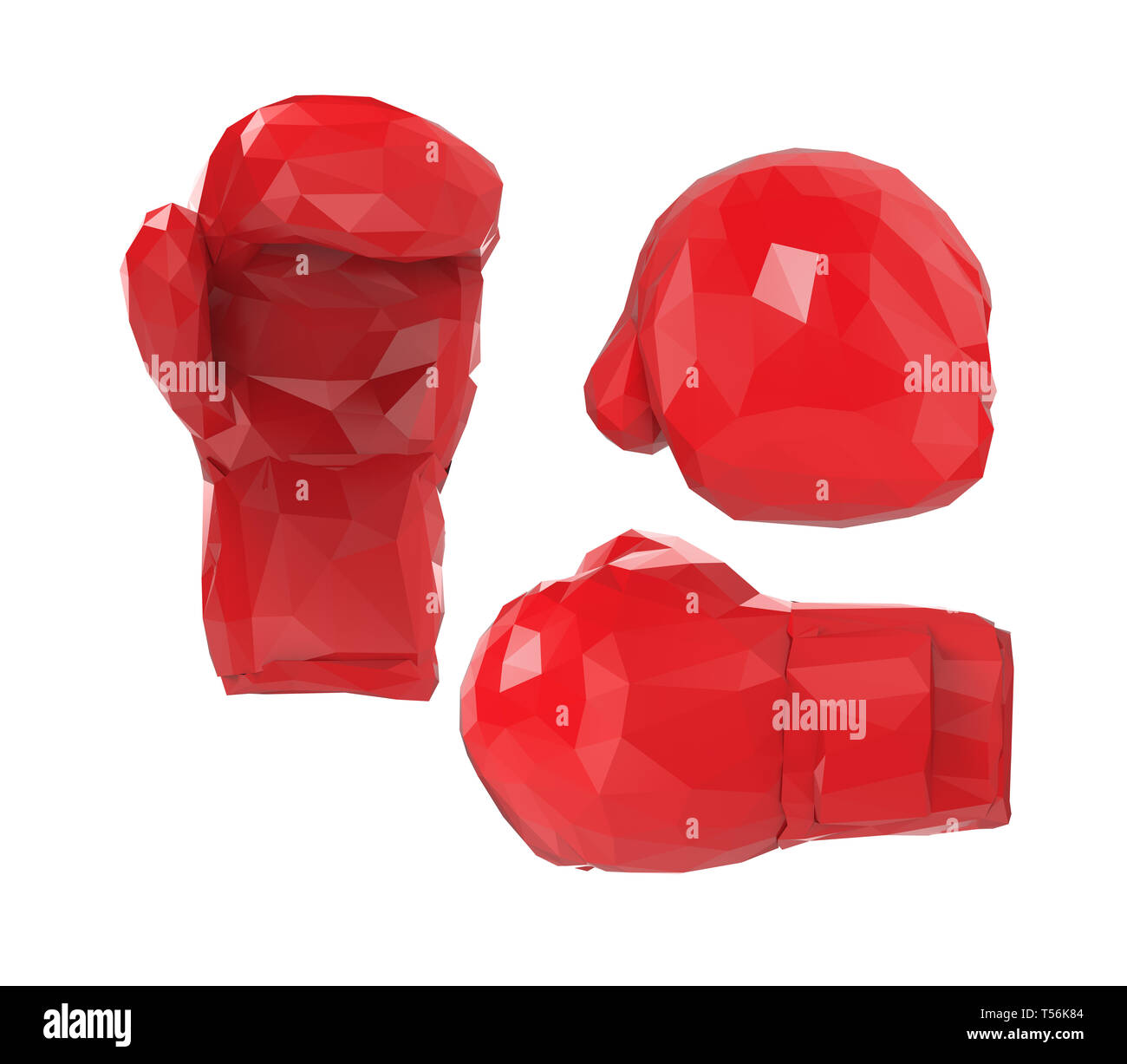 3d rendering low polygonal boxing gloves isolated on white Stock Photo ...