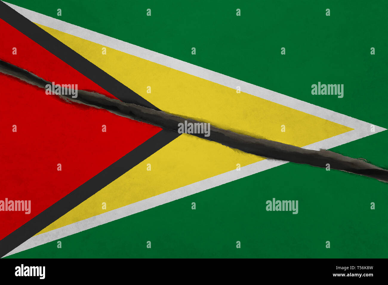 Guyana flag cracked. Patriotic background. National flag of Guyana Stock Photo - Alamy