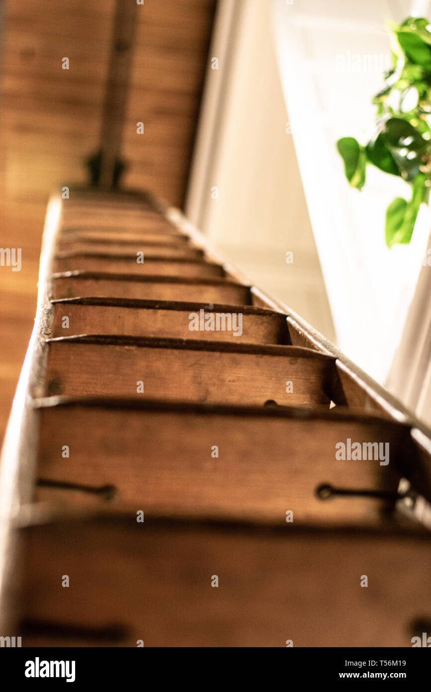 Wooden ladder interior design Stock Photo - Alamy