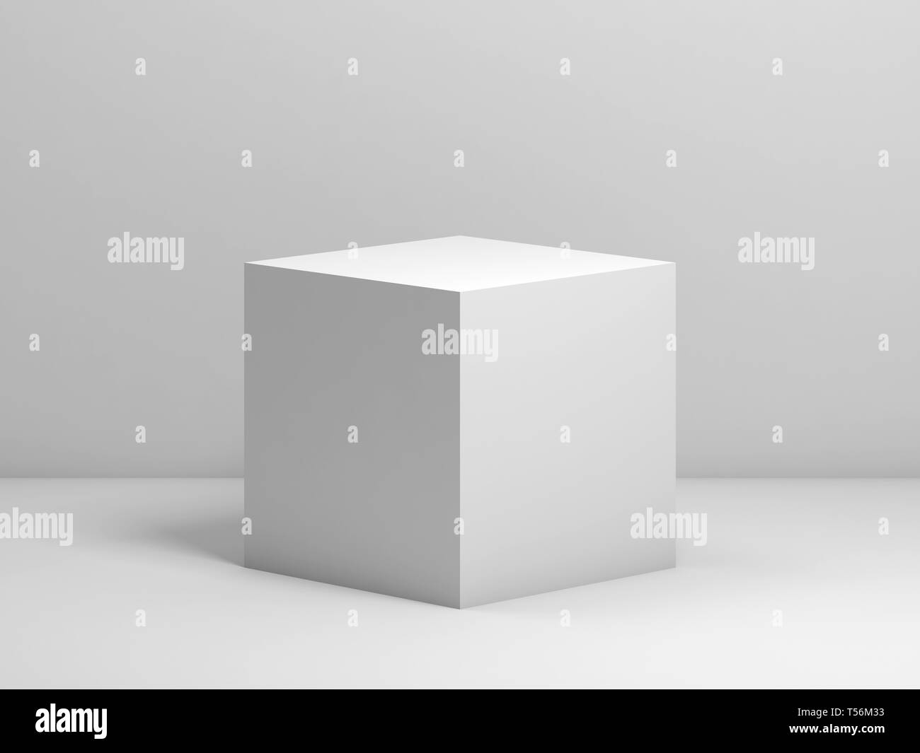 Abstract classical still life installation with white cube. 3d render ...