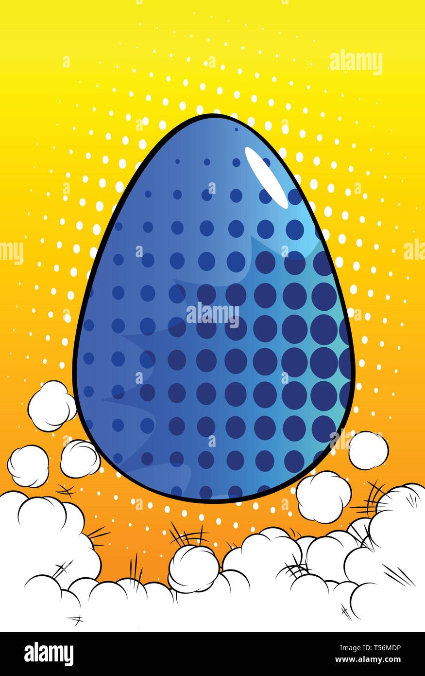 Vector cartoon colored Easter egg. Illustrated holiday sign on comic ...