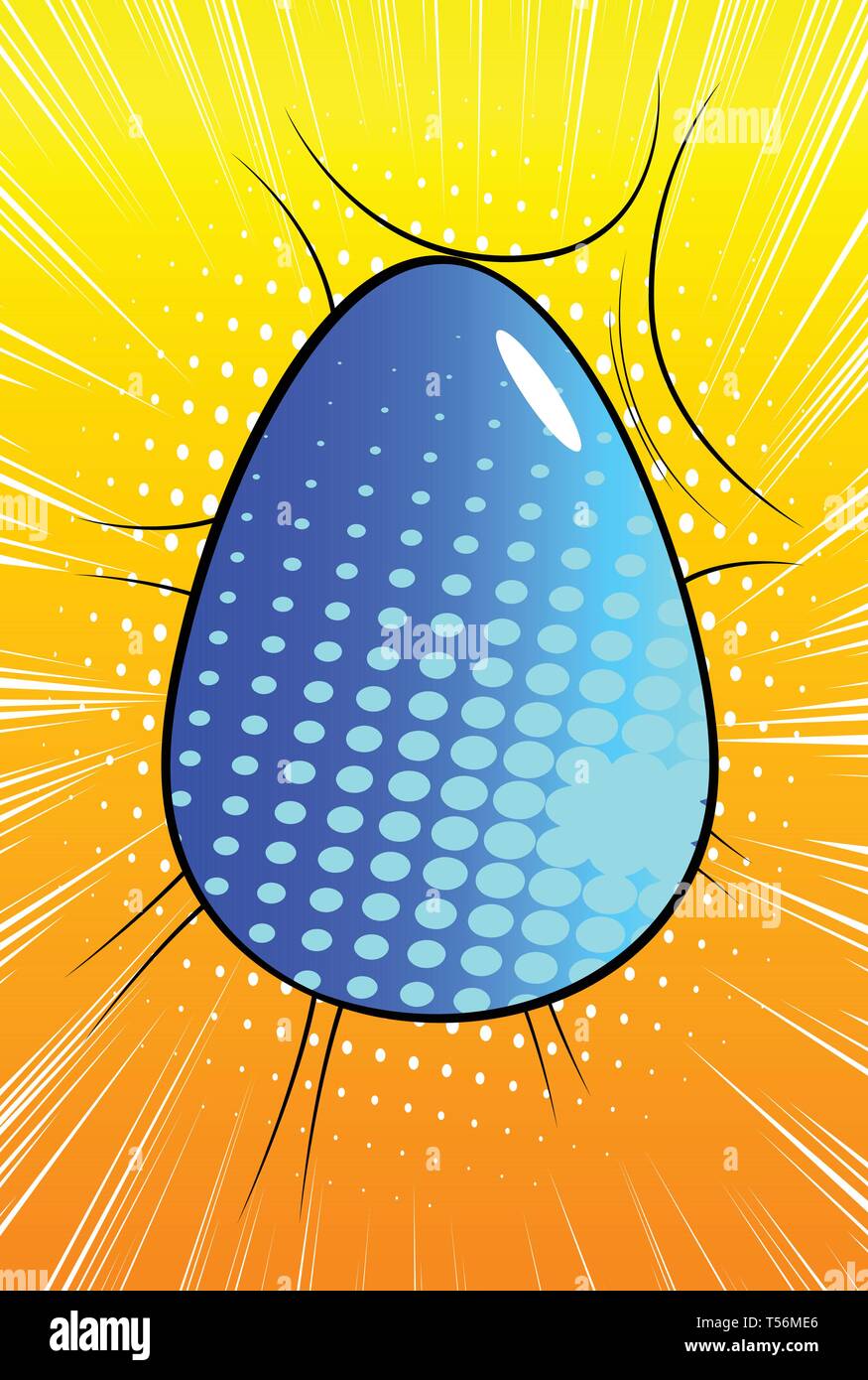 Vector cartoon colored Easter egg. Illustrated holiday sign on comic ...