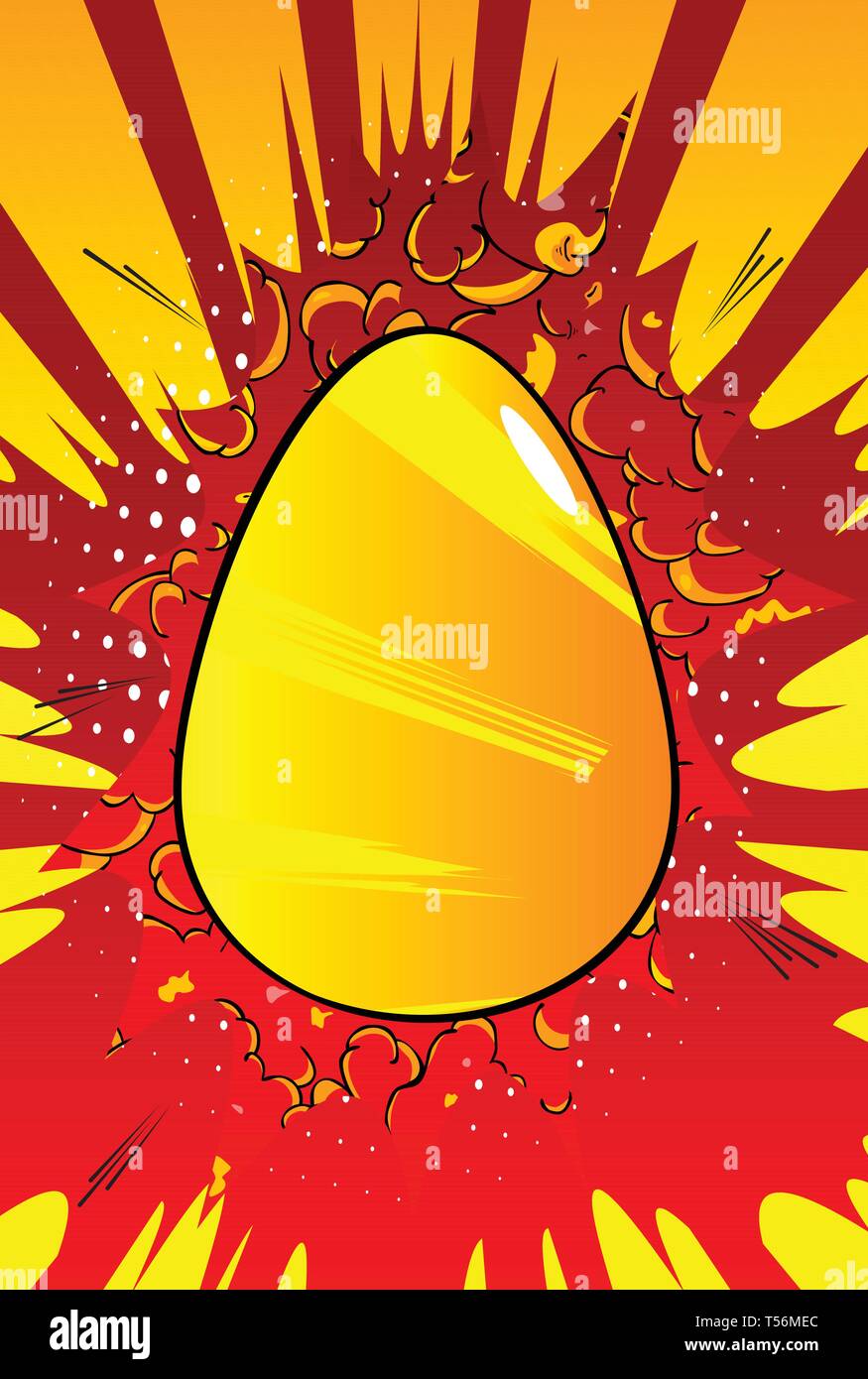 Vector cartoon colored Easter egg. Illustrated holiday sign on comic ...