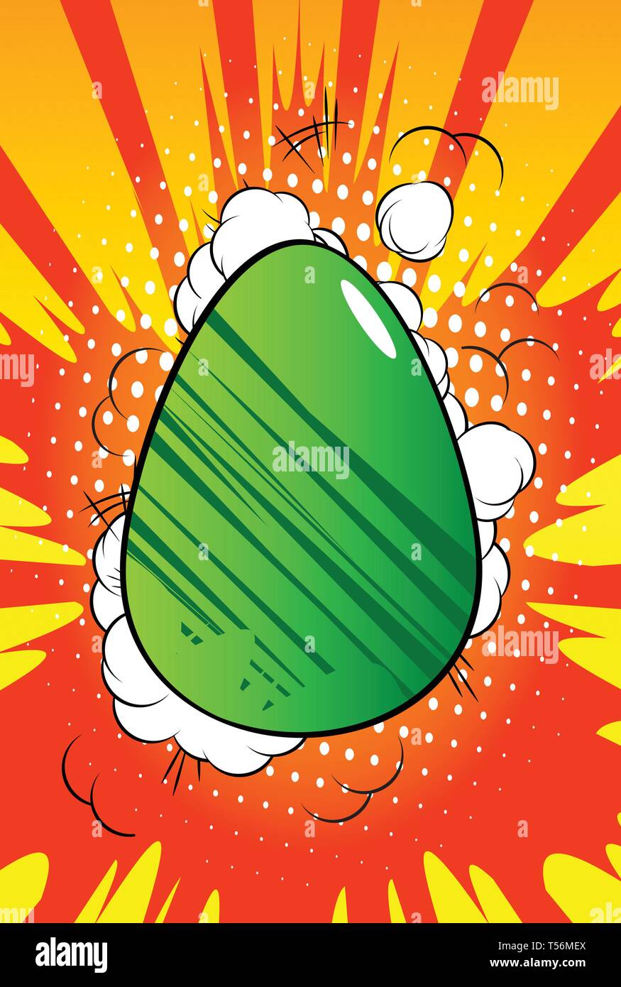 Vector cartoon colored Easter egg. Illustrated holiday sign on comic ...
