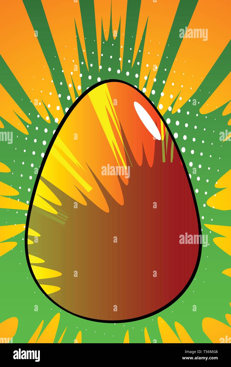 Vector cartoon colored Easter egg. Illustrated holiday sign on comic ...
