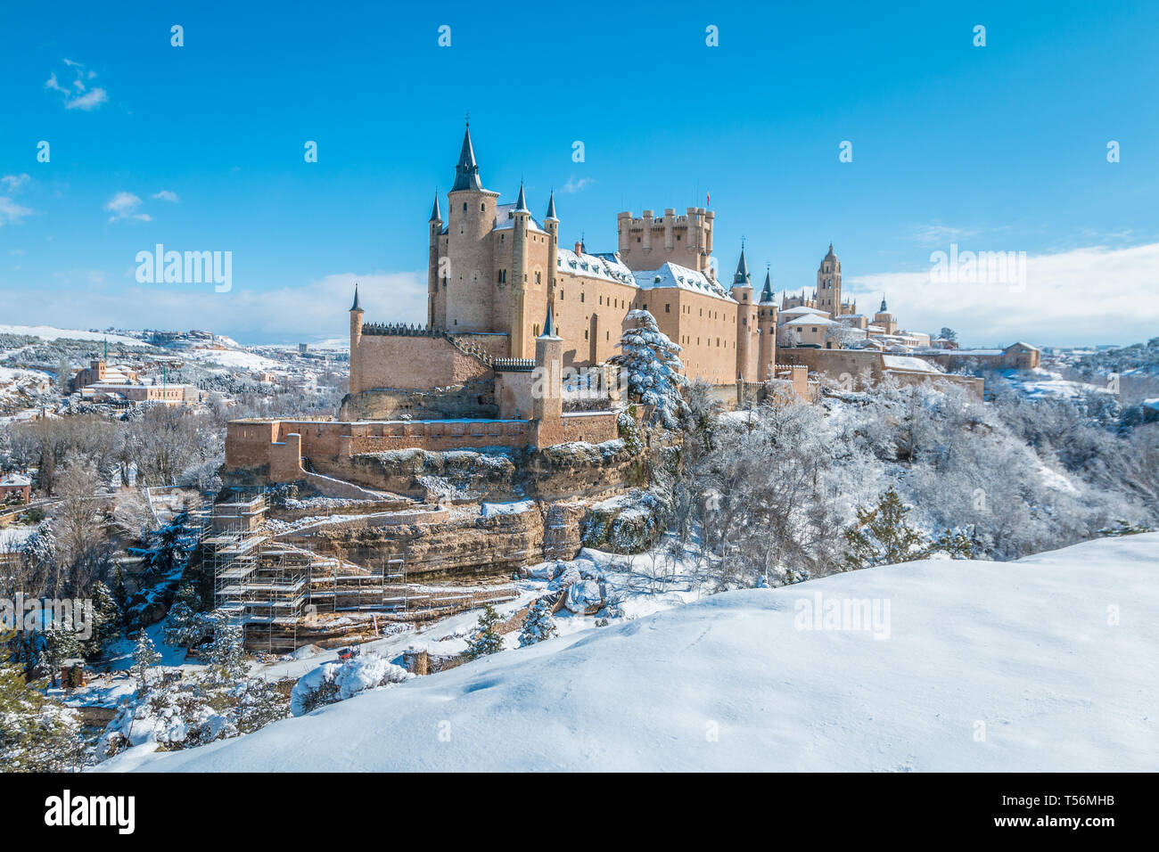 Winter view of Segovia Castle Stock Photo - Alamy