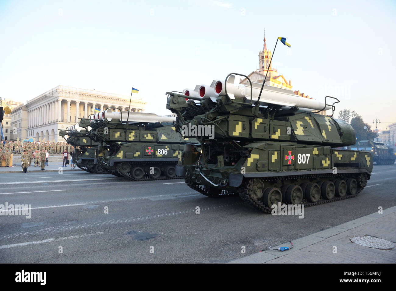 mobile missile system complex driving. Military parade dedicated to Day ...