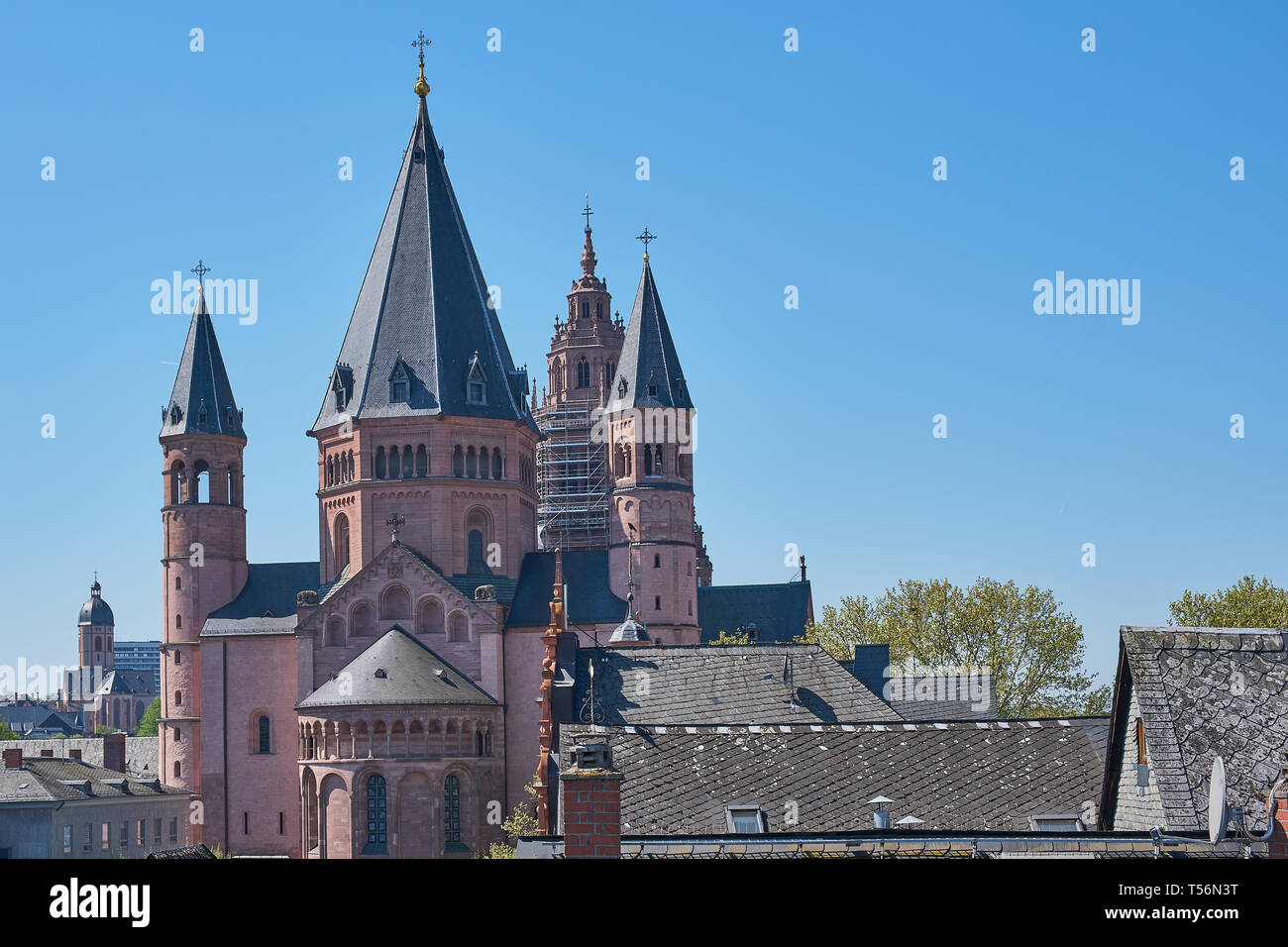 The St. Martins Cathedral, Dom of Mainz, Germany, horizontal color ...