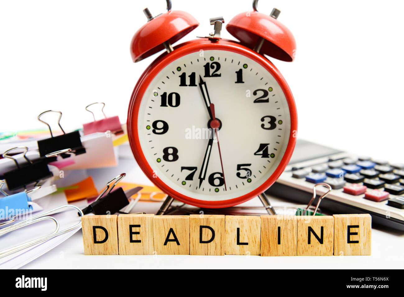 Time management concept. Composition with documents, stationary and ...