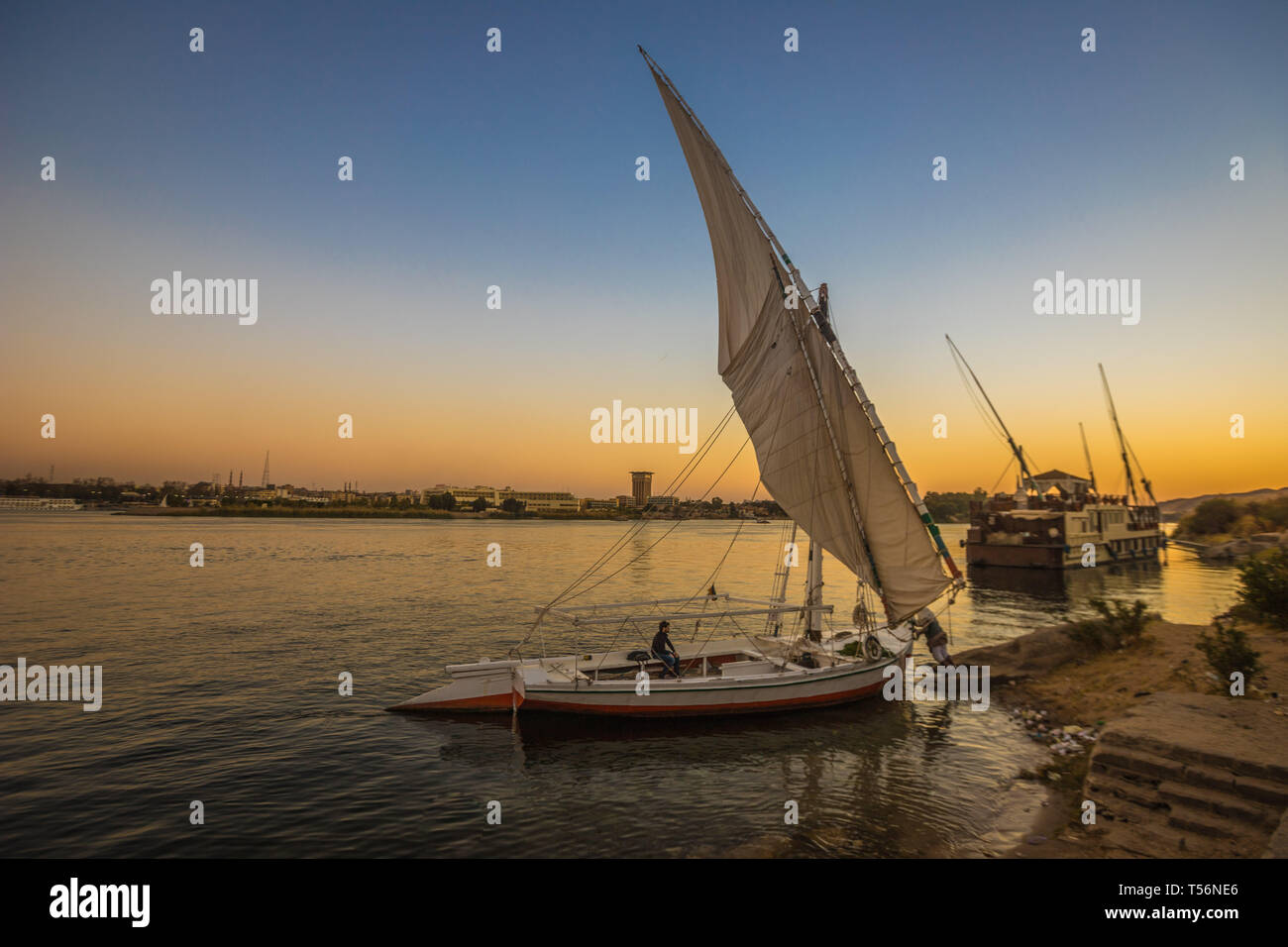 Nice sunset view of Nile River in Egypt Stock Photo - Alamy