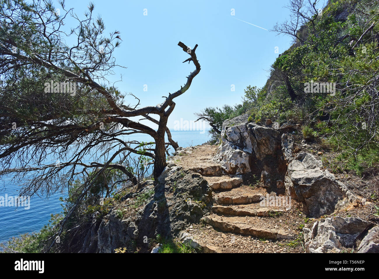 Sentier Littoral hiking path between Villefranche and Nice, France ...