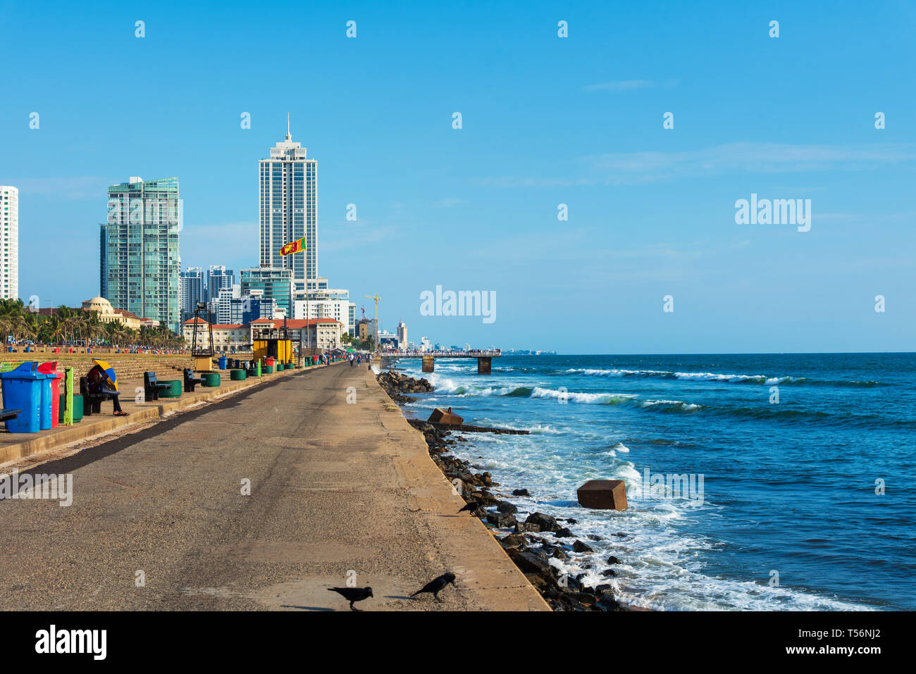 Colombo, Sri Lanka - April 5, 2019: Galle Face Green beach and ...
