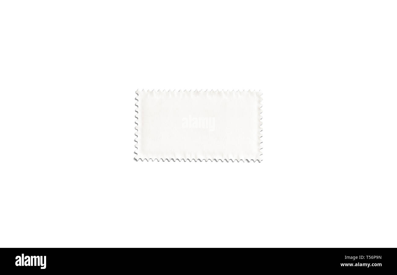Blank white rectangular postage stamp mock up, isolated, depth of field ...