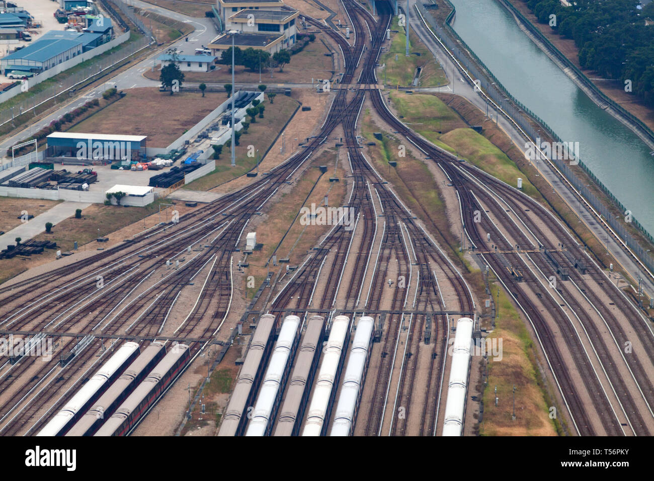 Aerial view of train tracks hi-res stock photography and images - Alamy