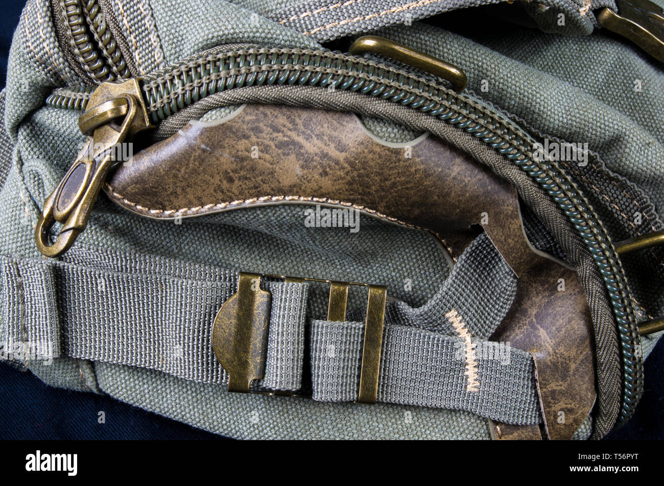 closeup of buckles, clasps, zippers, pockets, fasteners, fittings and ...