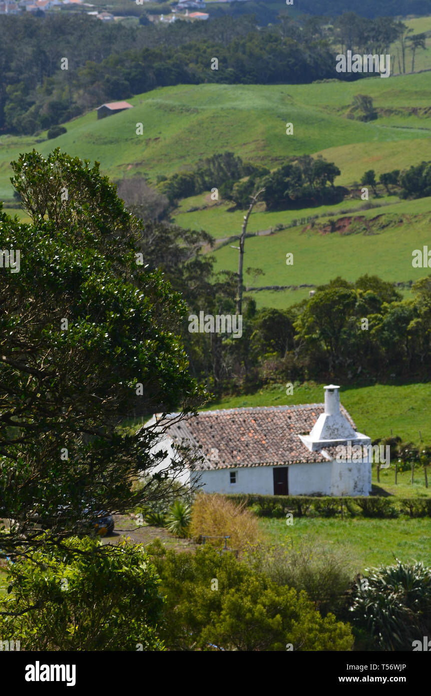 Traditional farms and houses in the small parish of Sao Pedro, in the ...
