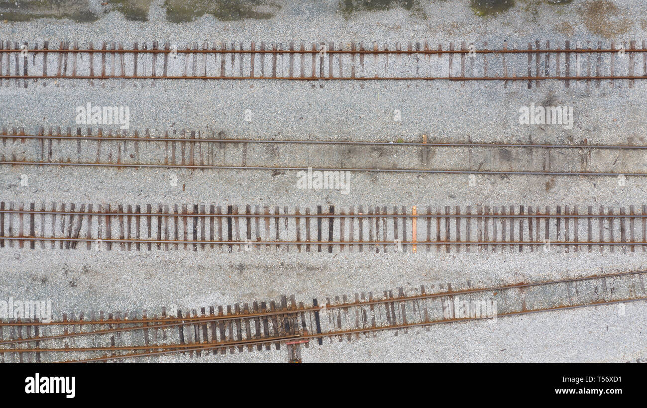 Aerial view of train tracks Stock Photo - Alamy
