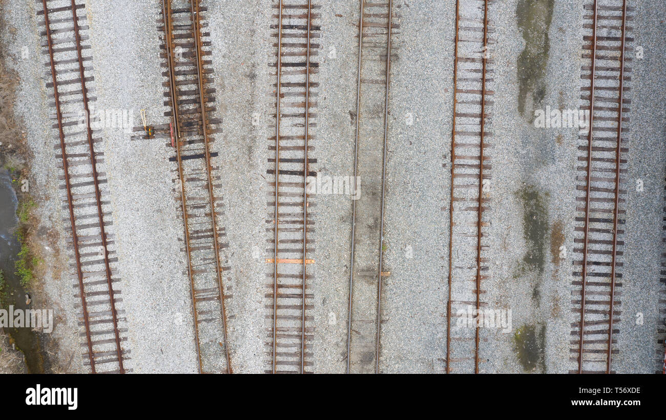 Aerial view of train tracks Stock Photo - Alamy