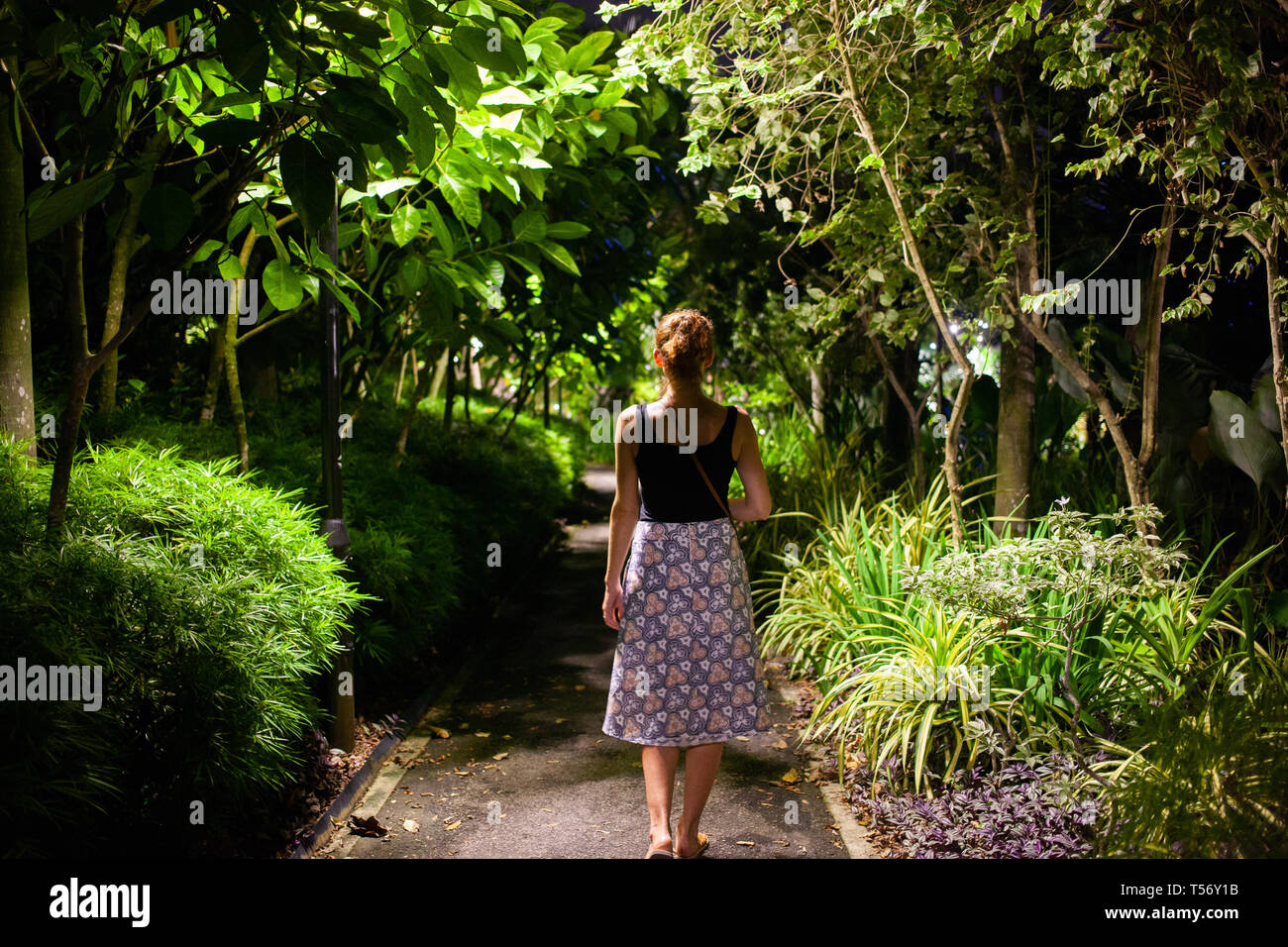 Lady walking a night hi-res stock photography and images - Alamy
