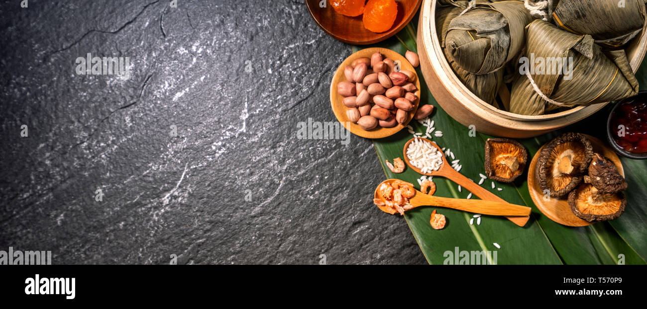 Close up, copy space, top view, flat lay. Famous asian chinese tasty ...