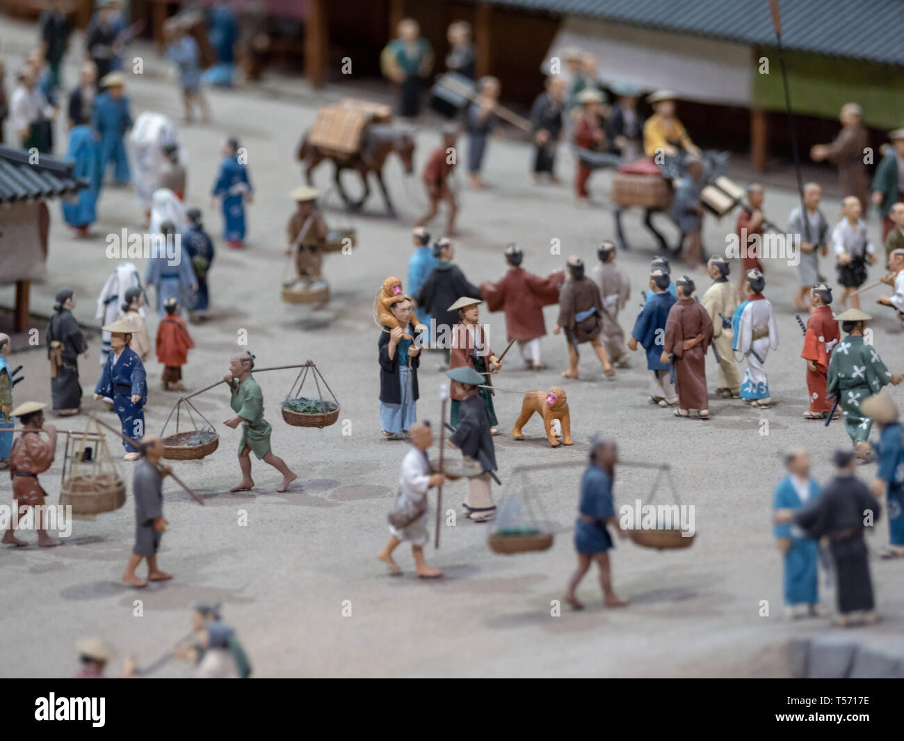 Tokyo, Japan - April 14 2019: Miniatures of the Edo Tokyo Museum. The ...