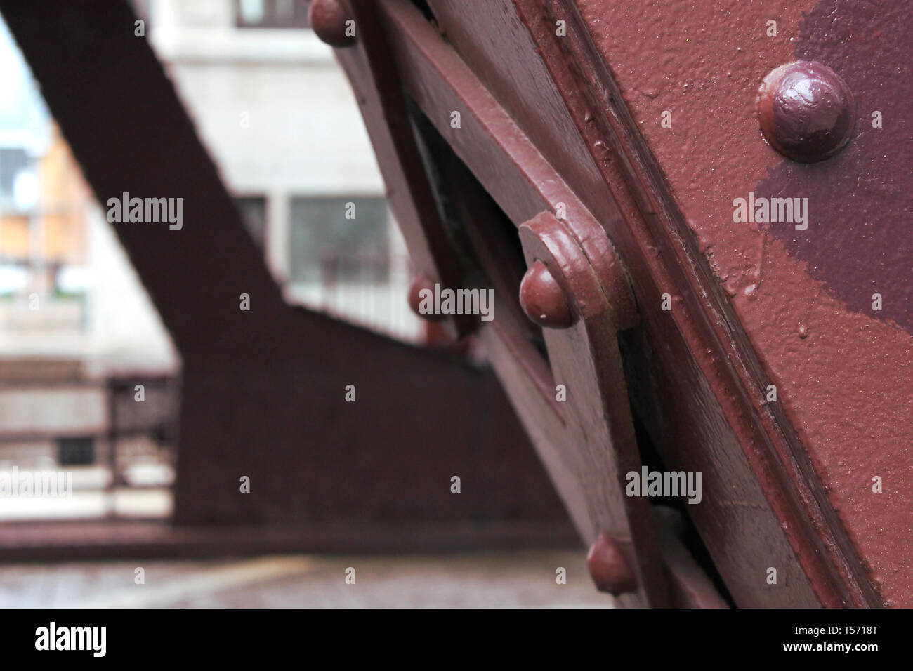 A closeup shot of the double-leaf bascule bridge that is the LaSalle St ...