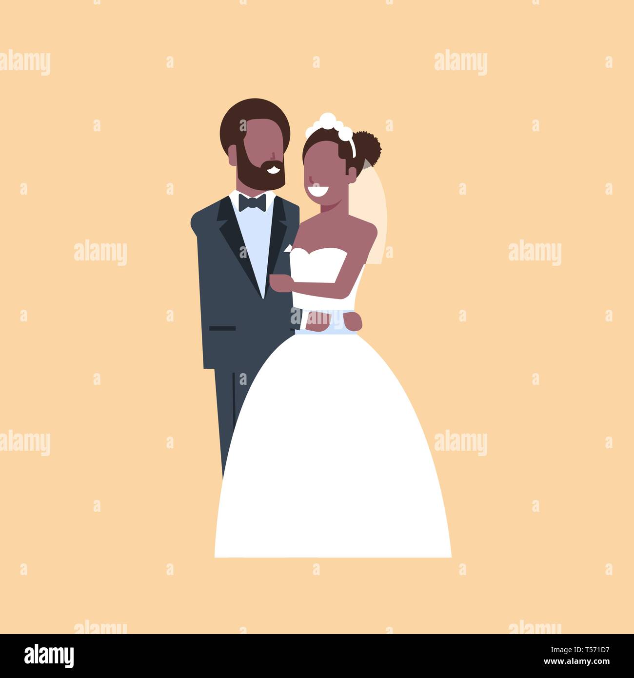 African American Bride And Groom Clipart Cartoon
