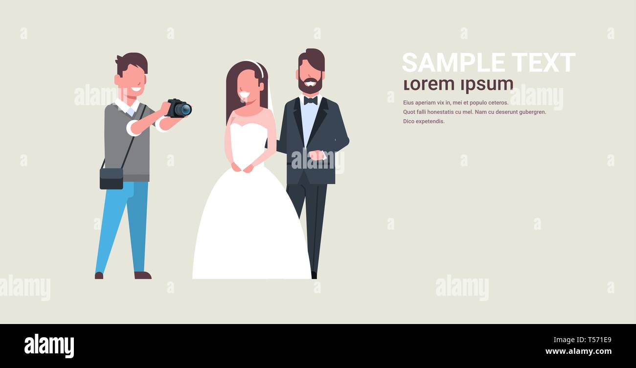 wedding photographer shooting on camera newlyweds couple bride and ...