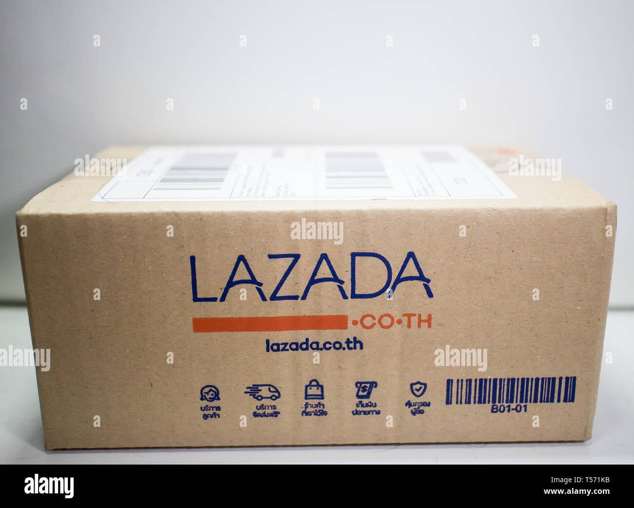 Chiangmai, Thailand - April 22 2019: Lazada Paper Box. Best e-commerce ...