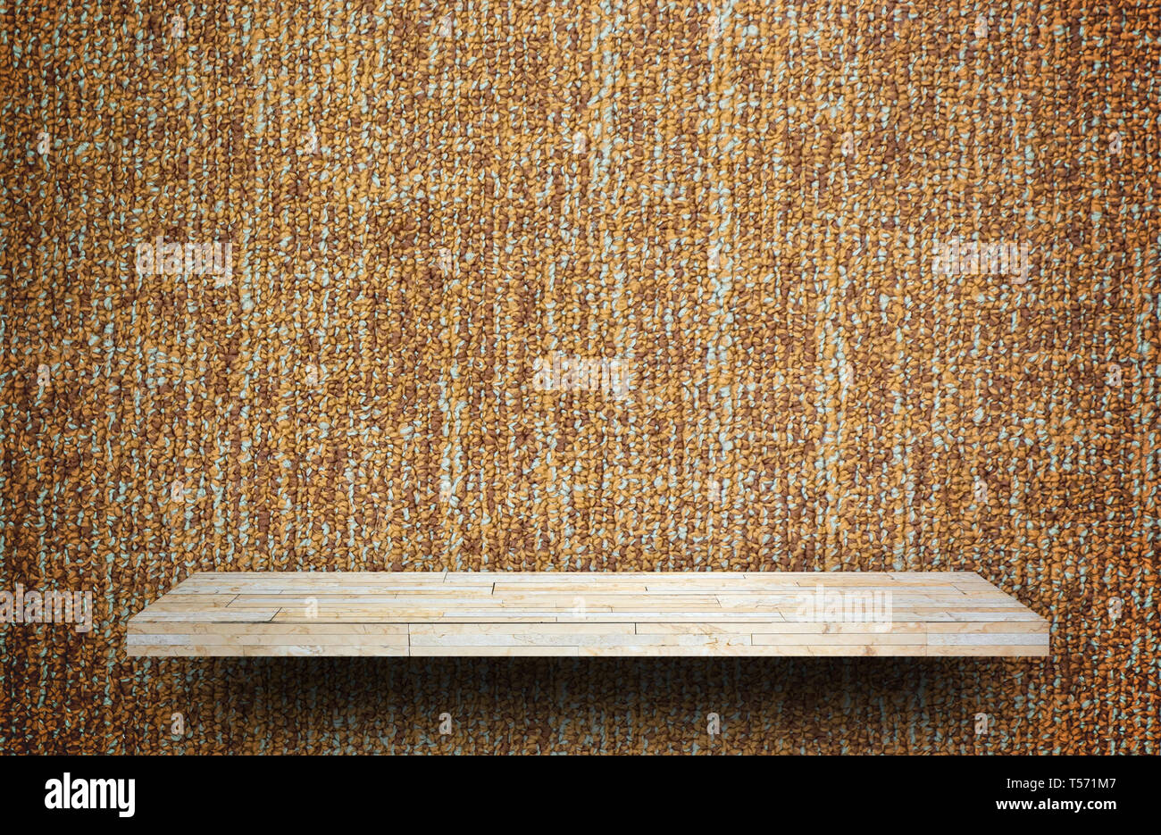 stone rock shelf counter on brown Carpet for product display Stock ...
