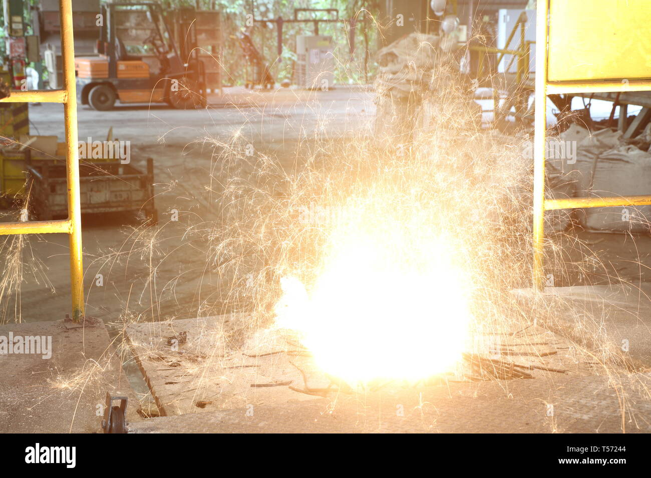 Molten metal in Induction Furnace for casting Iron manufacturing Stock ...