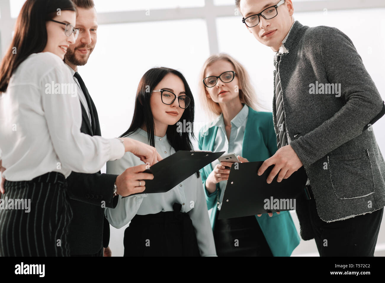 close up. business team discusses working documents. the concept of ...