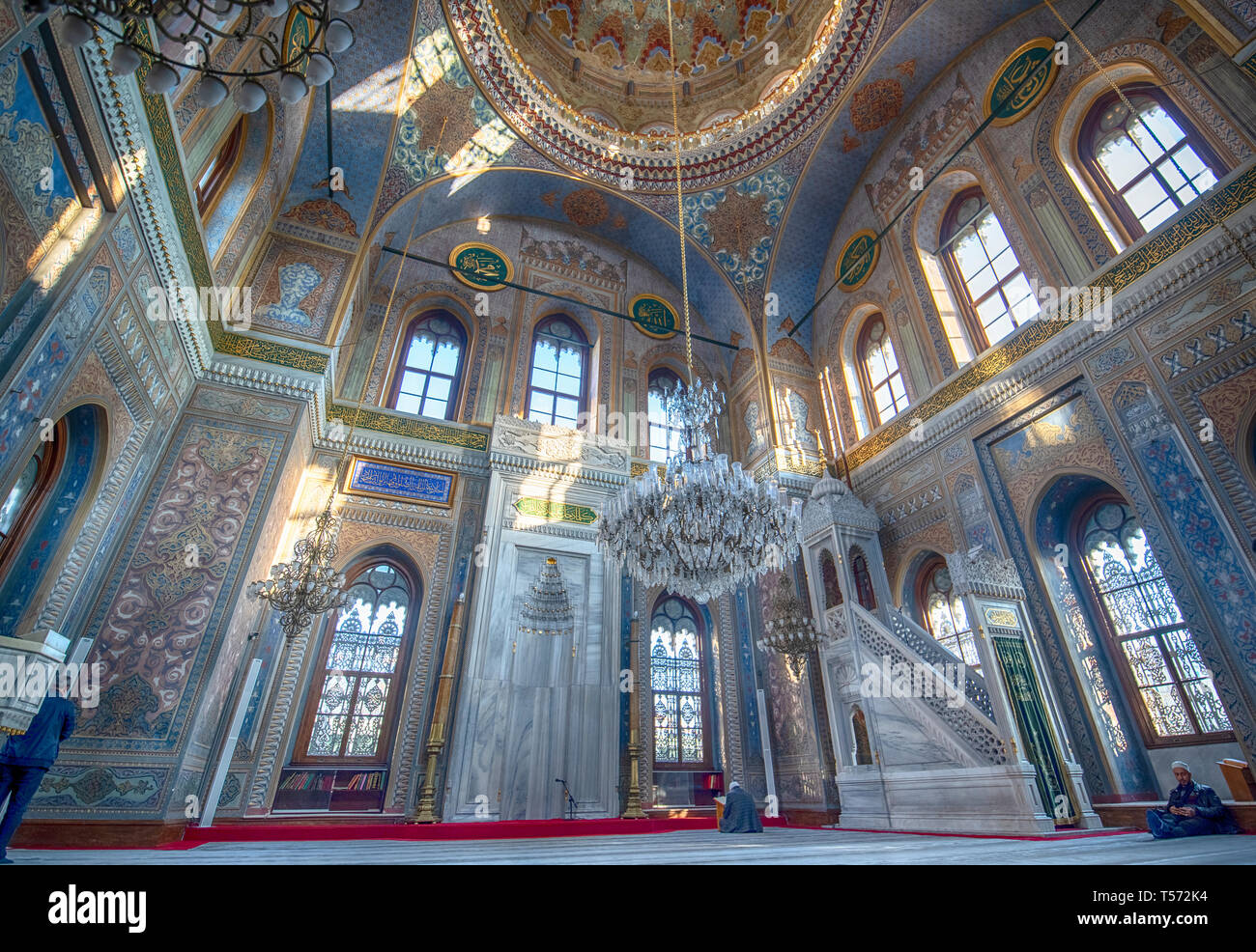 Istanbul, Turkey. Interior of Pertevniyal Valide Sultan Mosque (Aksaray Valide Mosque) in Laleli ...