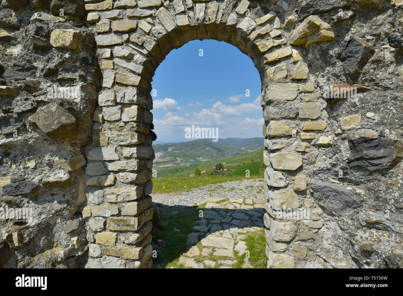The castle ruin of Mirabel in the Ardeche region in france Stock Photo ...