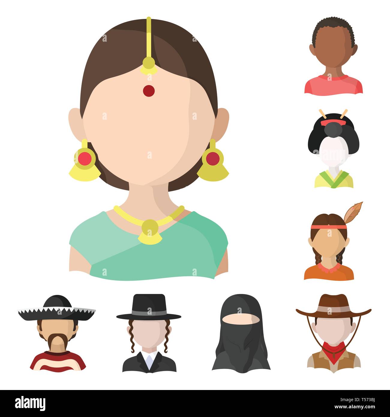 Vector illustration of nation and race symbol. Collection of nation and ...
