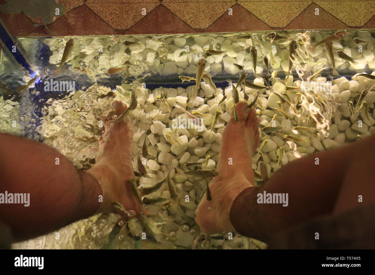 tourist join the fish spa to clean their feet Stock Photo - Alamy