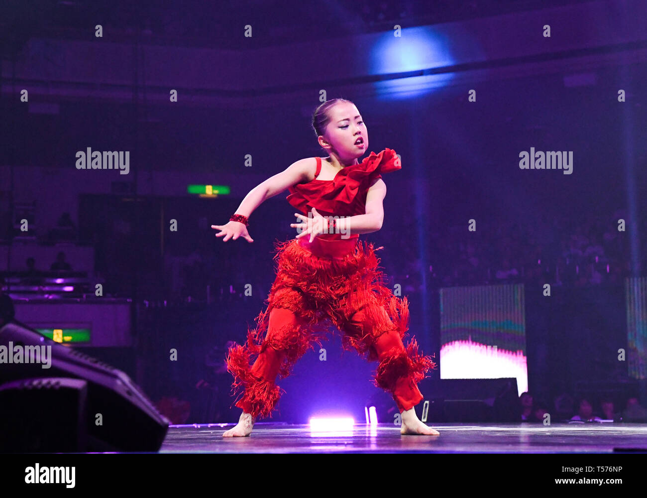 Tokyo, Japan. 21st Apr, 2019. A Japanese kid performs during the Dance ...