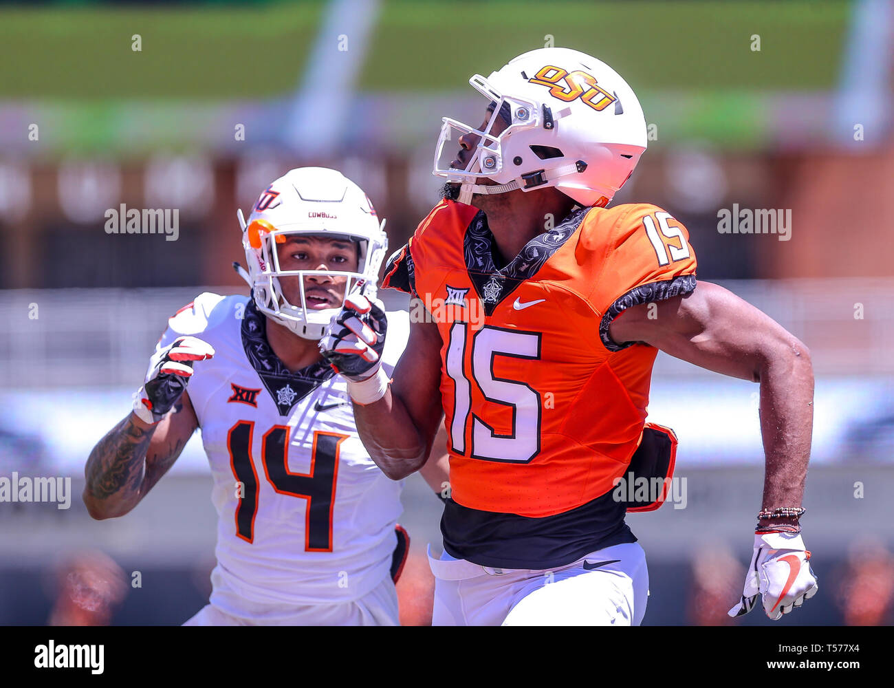 Stillwater, OK, USA. 20th Apr, 2019. Oklahoma State wider receiver ...