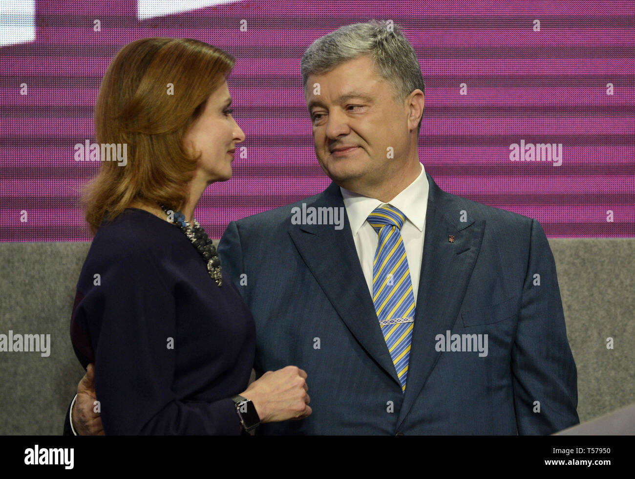 Kiev, Ukraine. 21st Apr, 2019. Ukrainian outgoing President Petro ...