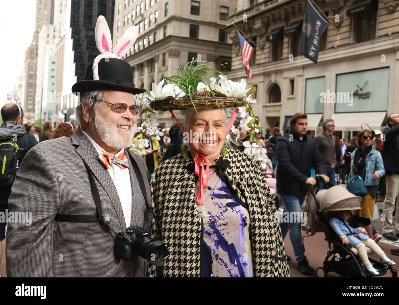 New York City, New York, USA. 21st Apr, 2019. Parade goers wear Easter ...