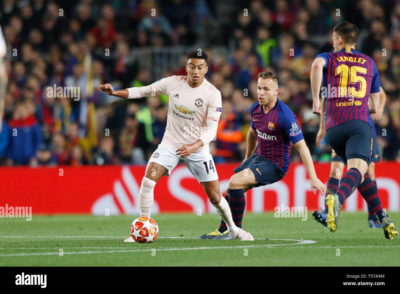 Barcelona, Spain. 16th Apr, 2019. Jesse Lingard (ManU) Football/Soccer ...