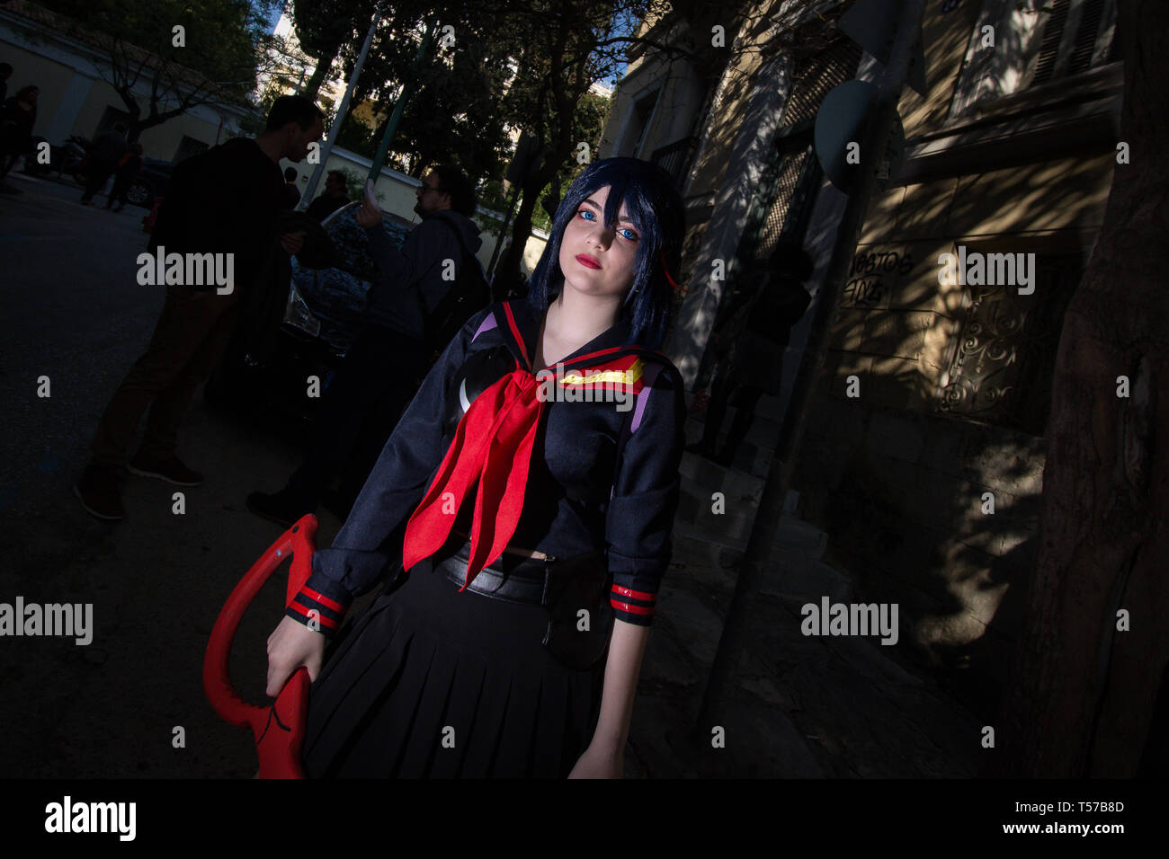 Athens, Greece. 21st Apr, 2019. A cosplayer seen dressed as their ...