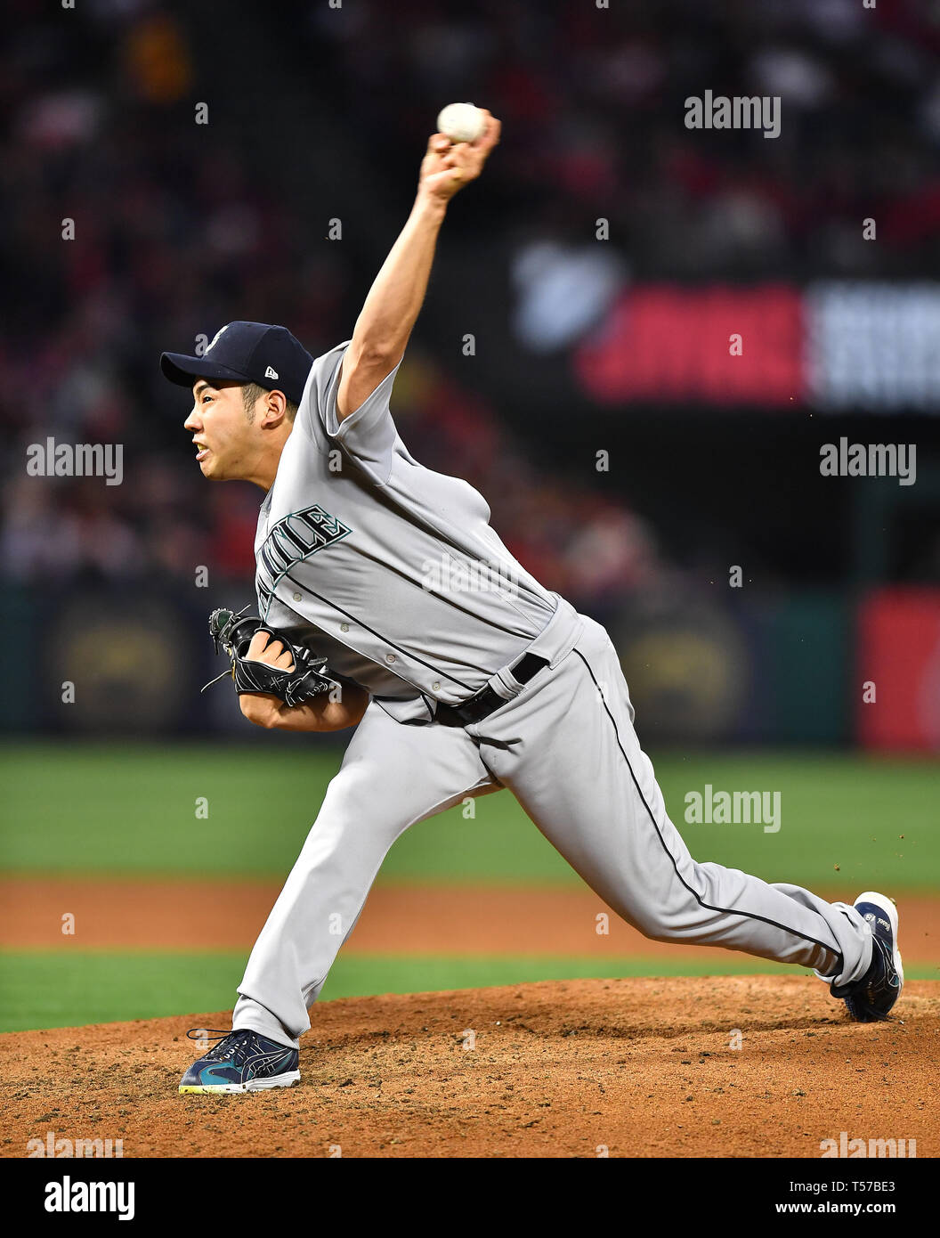 Seattle Mariners starting pitcher Yusei Kikuchi delivers a pitch during ...