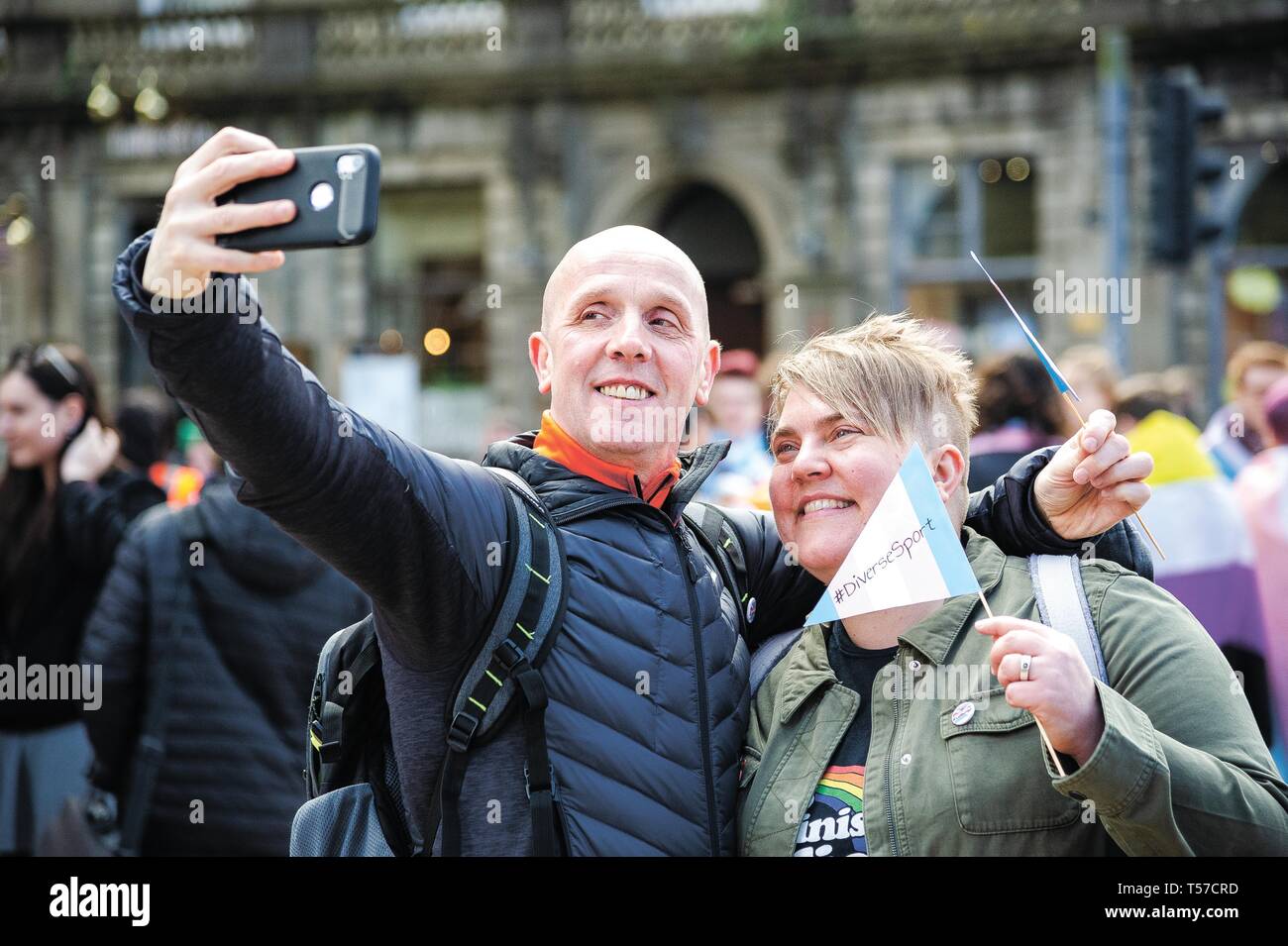 Dundee, Dundee, UK. 30th Mar, 2019. A couple seen taking a selfie ...