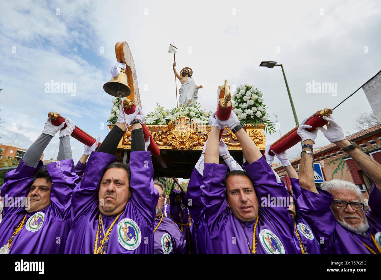 The anderos seen carrying the image of Resurrected Christ during the ...